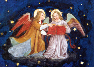 ABC Kaart en repro - twee musicerende engelen